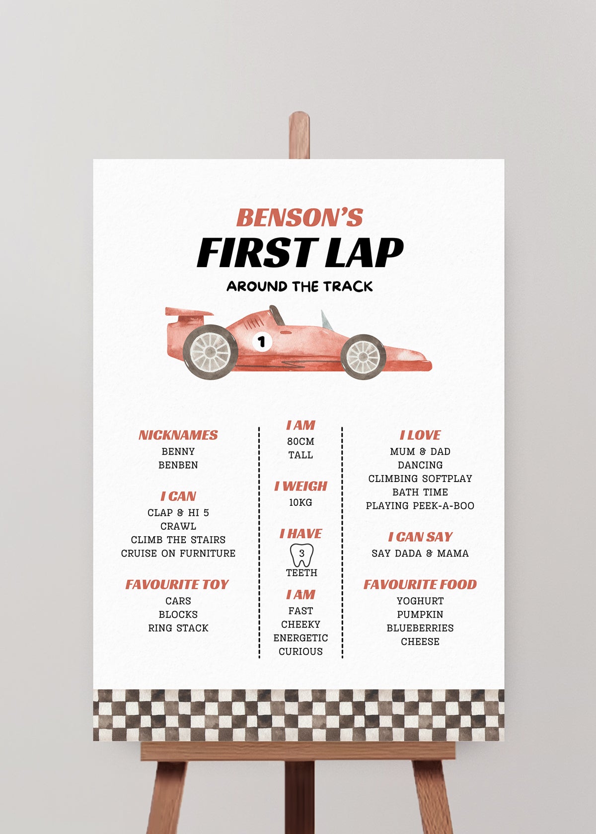 First Lap Milestone Sign | Editable Template | Vorfreude Stationery